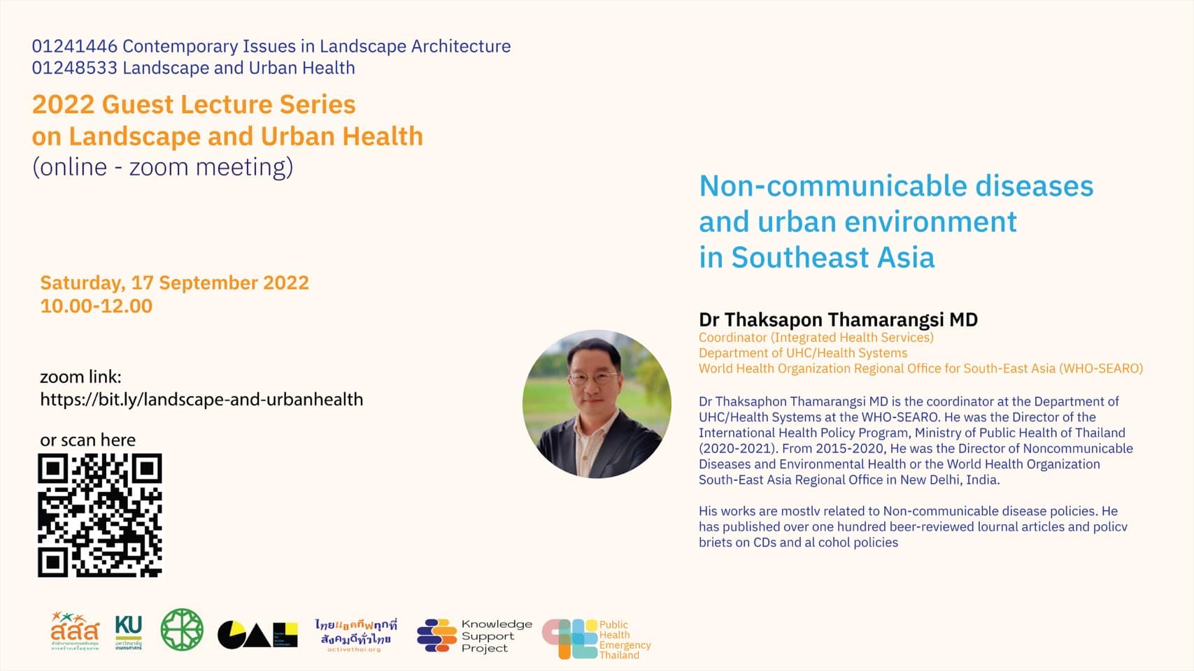 2022 Guest Lecture Series on Landscape and Urban Health - Landscape Architecture : Kasetsart ...